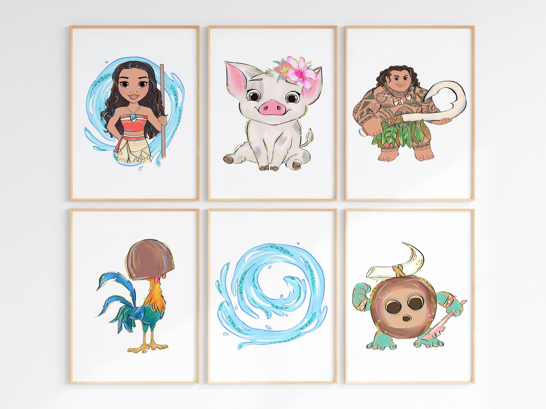 Set of 6 Moana Wall Art / Moana Decor / Girls Nursery Bedroom Prints ...