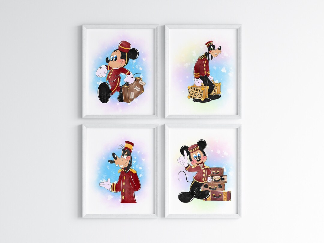 Set of 4 Mickey Goofy Tower of Terror Wall Prints / Hollywood Studios ...