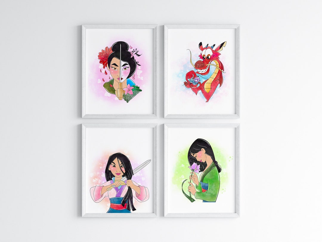Set of 4 Mulan Wall Prints / Mulan Digital Wall Art / Mulan Bedroom ...