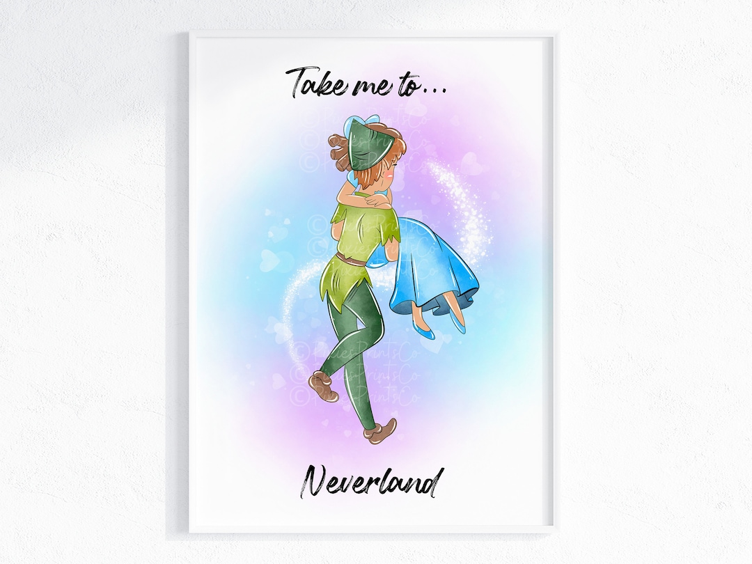 Peter Pan Wendy Wall Print / Peter Pan Take Me to Neverland Digital ...