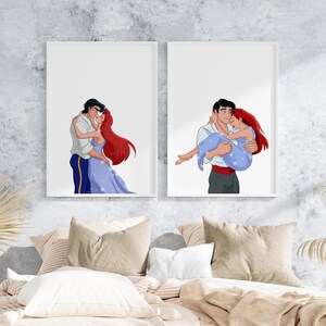 Set of 2 the Little Mermaid Ariel & Eric Wall Prints / Eric and Ariel ...
