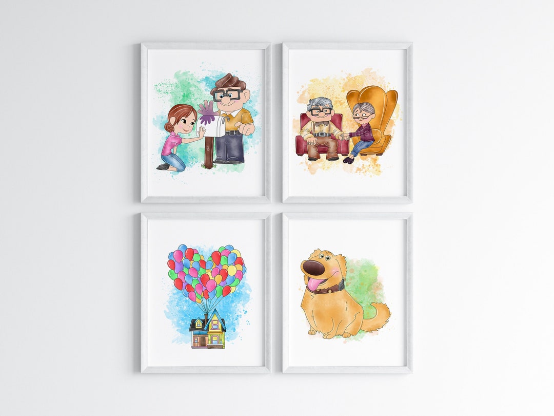 Set of 4 up Movie Wall Prints / Carl Fredricksen & Ellie Fredricksen ...