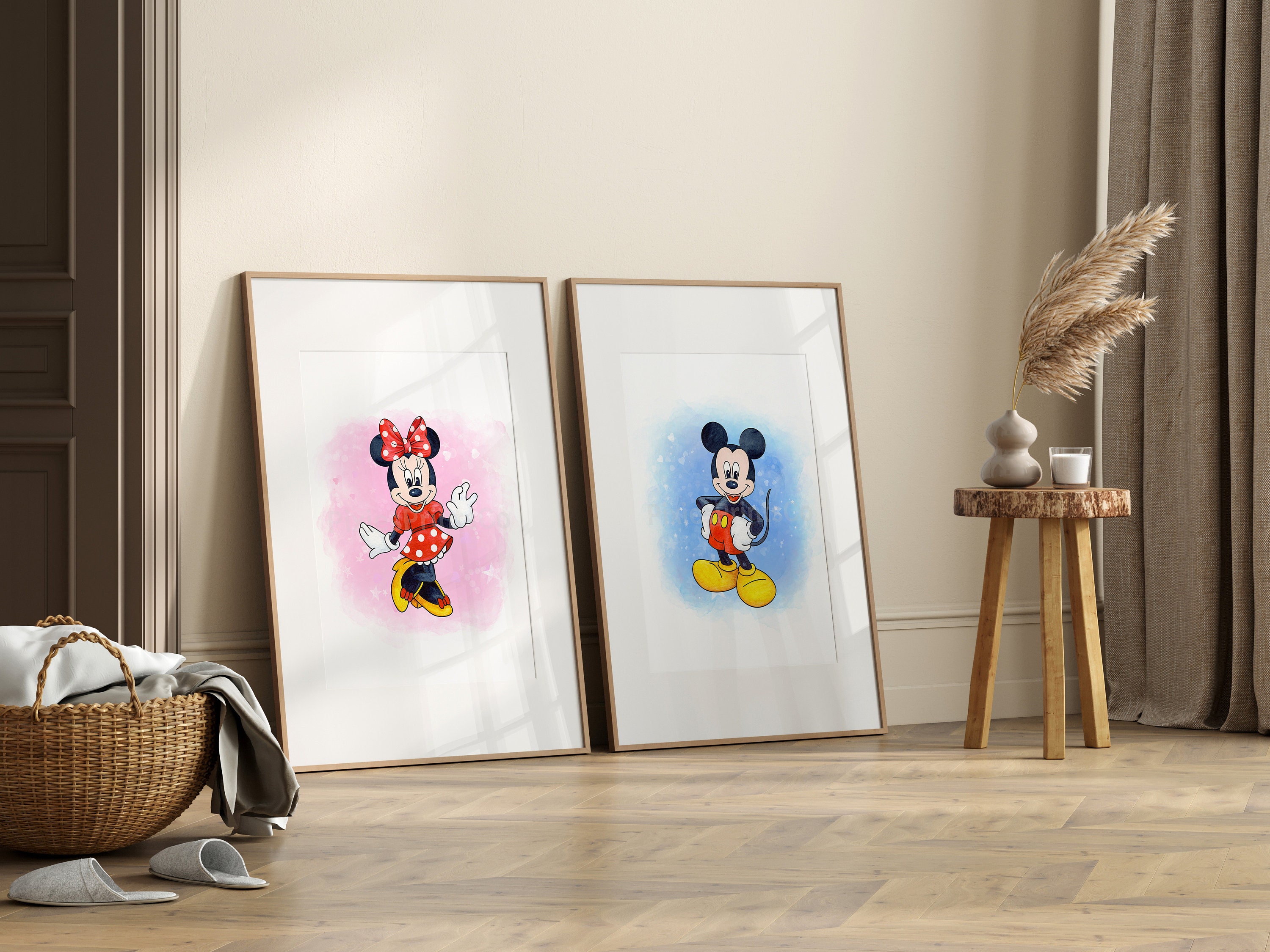 Set of 2 Mickey & Minnie Wall Art / Minnie Mickey Wall Prints ...
