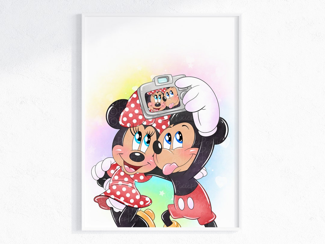 Mickey & Minnie Selfie Wall Art / Minnie and Mickey Wall Print / Mickey ...