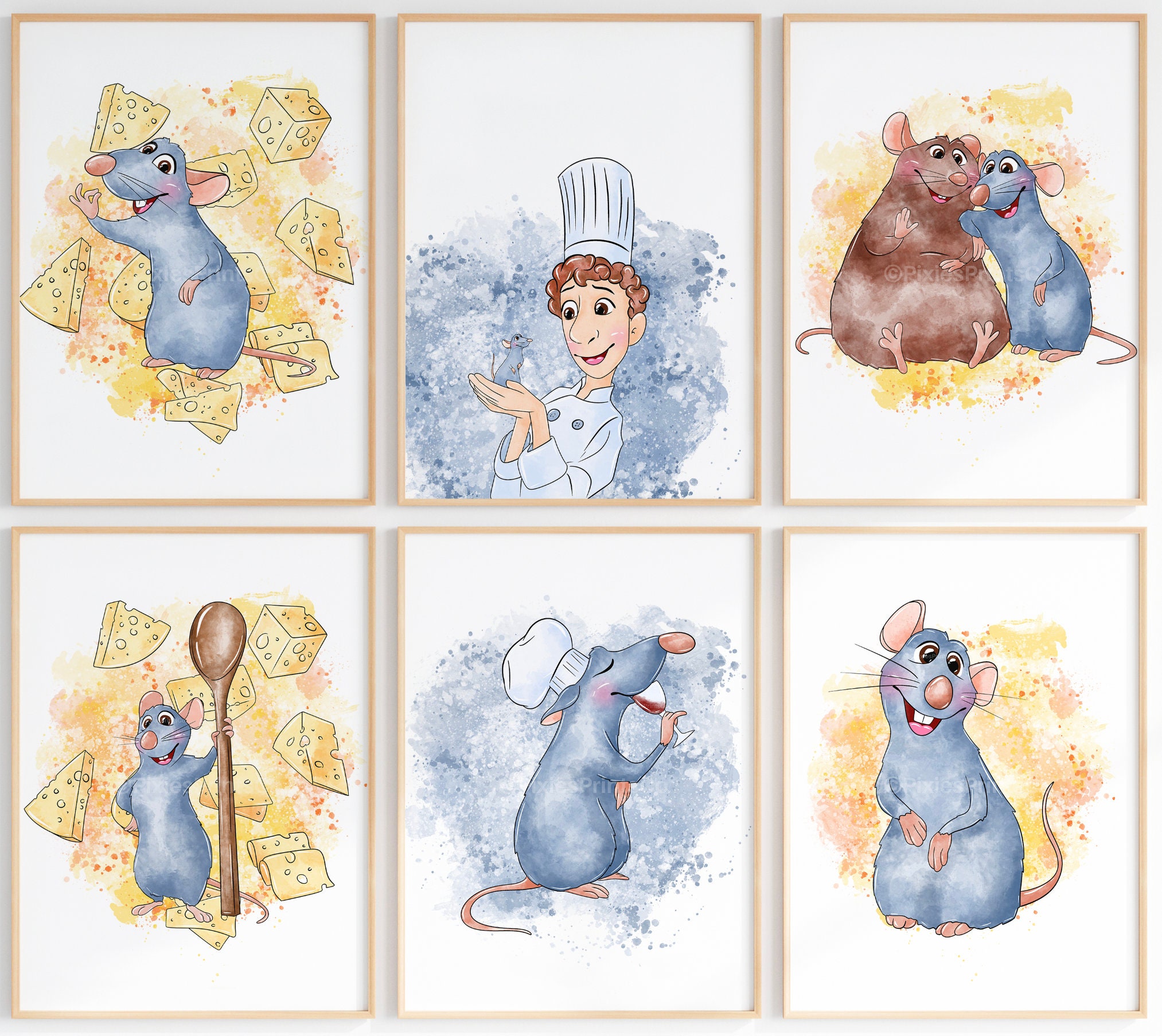 Watercolour Set of 6 Ratatouille Wall Art Prints / Digital Download ...
