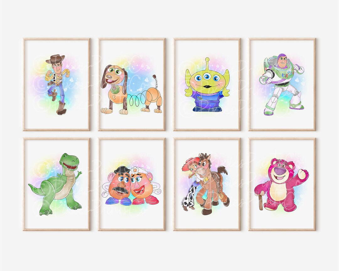 Toy Story Set of 8 Wall Prints / Buzz & Woody Kids Bedroom Wall Prints ...
