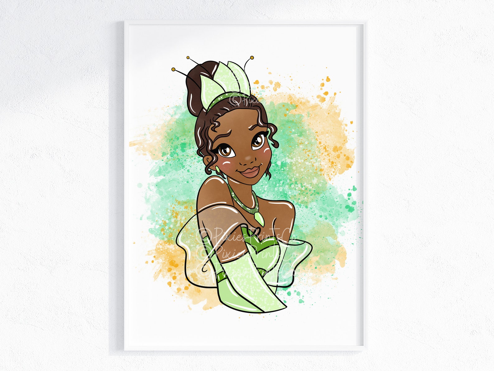 Princess Tiana Wall Print / Princess & the Frog Watercolour Wall Print ...