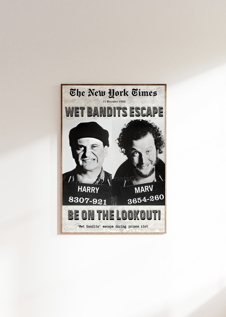 The Wet Bandits Home Alone Movie Mug Shots Wall Print / Home Alone ...