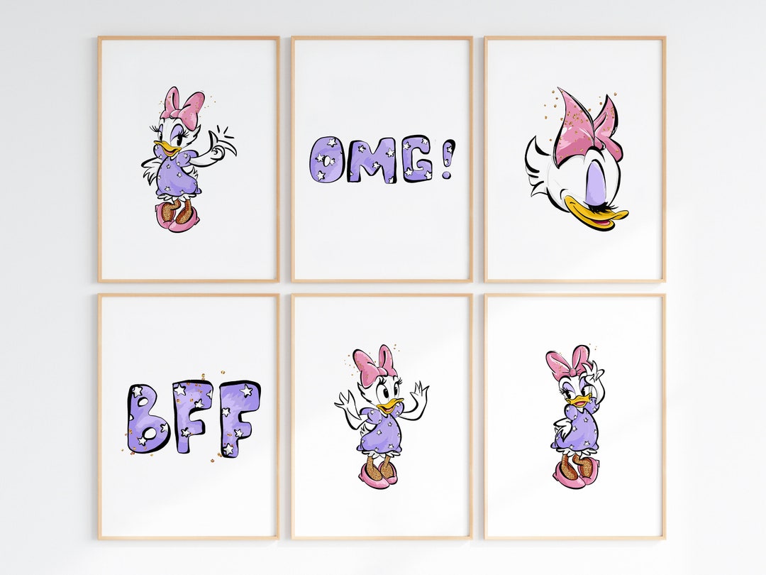 Daisy Duck Set of 6 Wall Prints / Girls Bedroom Wall Art / Sassy Daisy ...