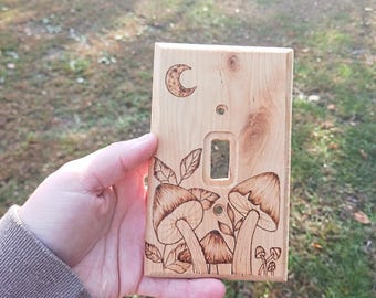 Mushroom Single Light Switch Cover Wood Burned - Etsy