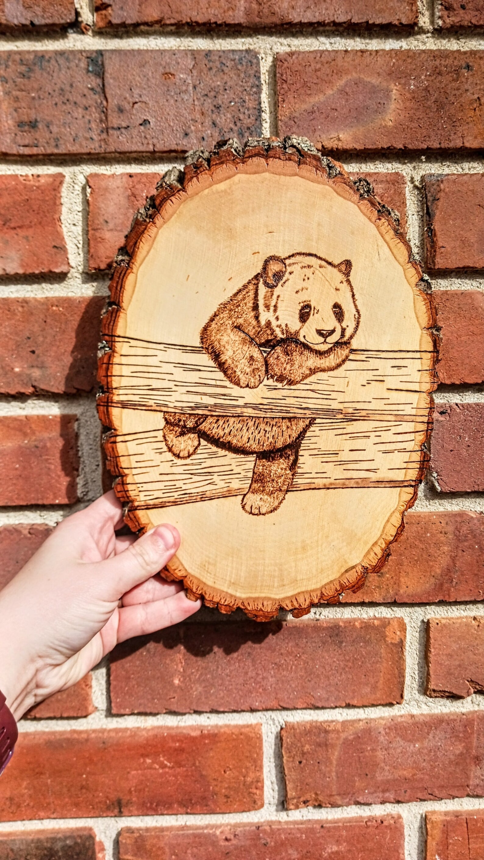 Panda Wood Burning Art, Rustic Wood Slice Art, Panda Gifts - Etsy