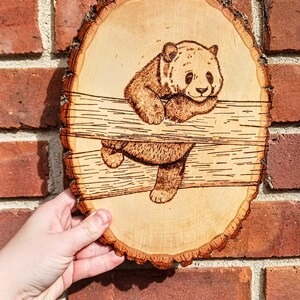 Panda Wood Burning Art, Rustic Wood Slice Art, Panda Gifts - Etsy