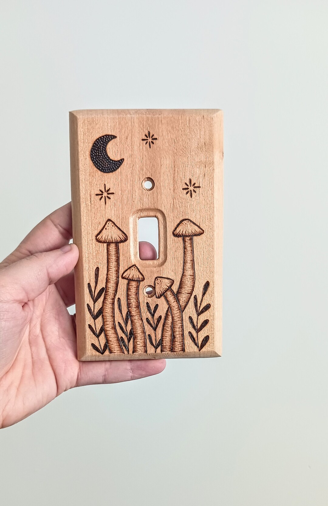 Mushroom Single Light Switch Cover Wood Burned - Etsy