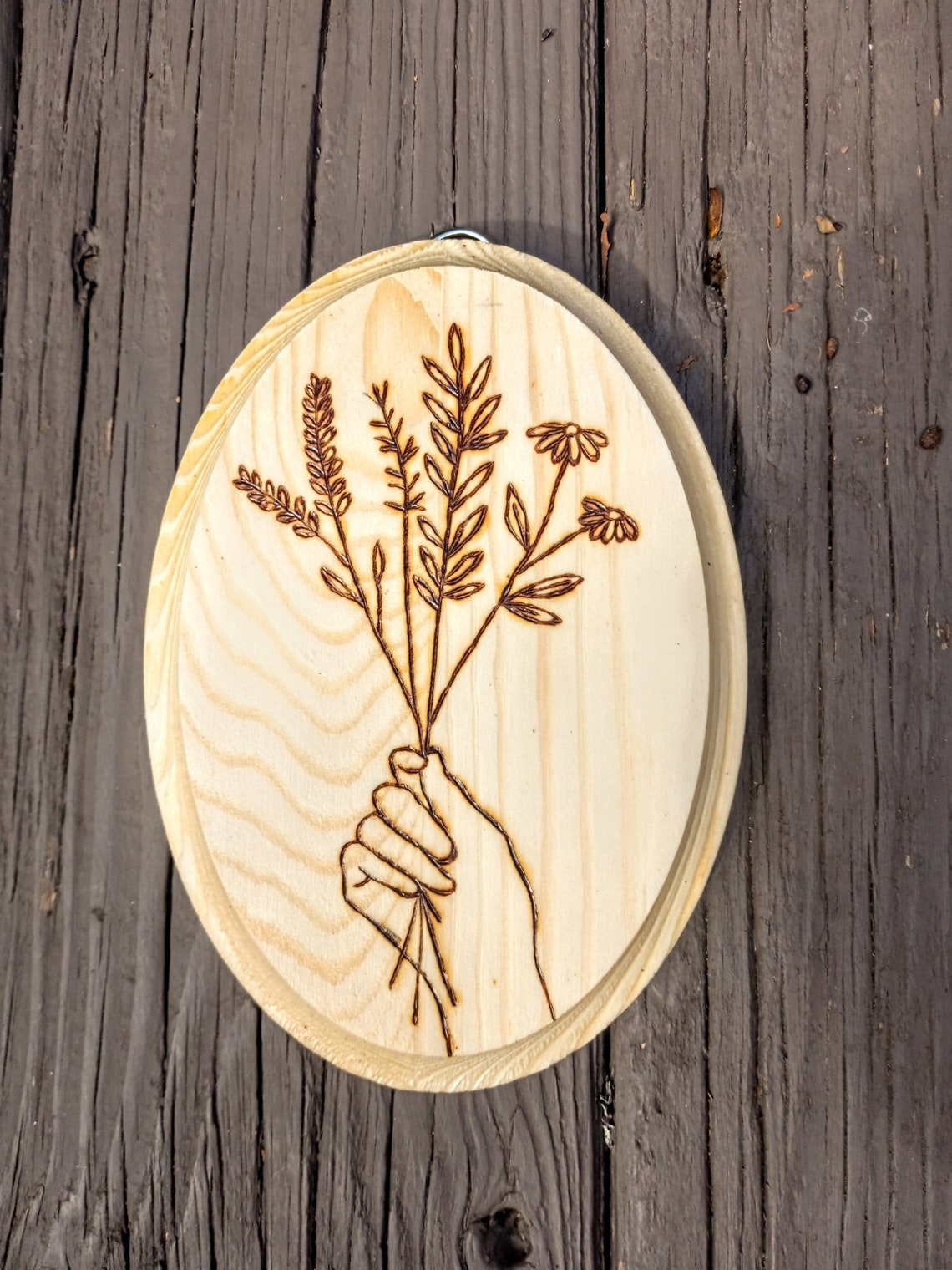 Wildflower Bouquet Wood Burned Art Oval 5x7 Pyrography Art - Etsy