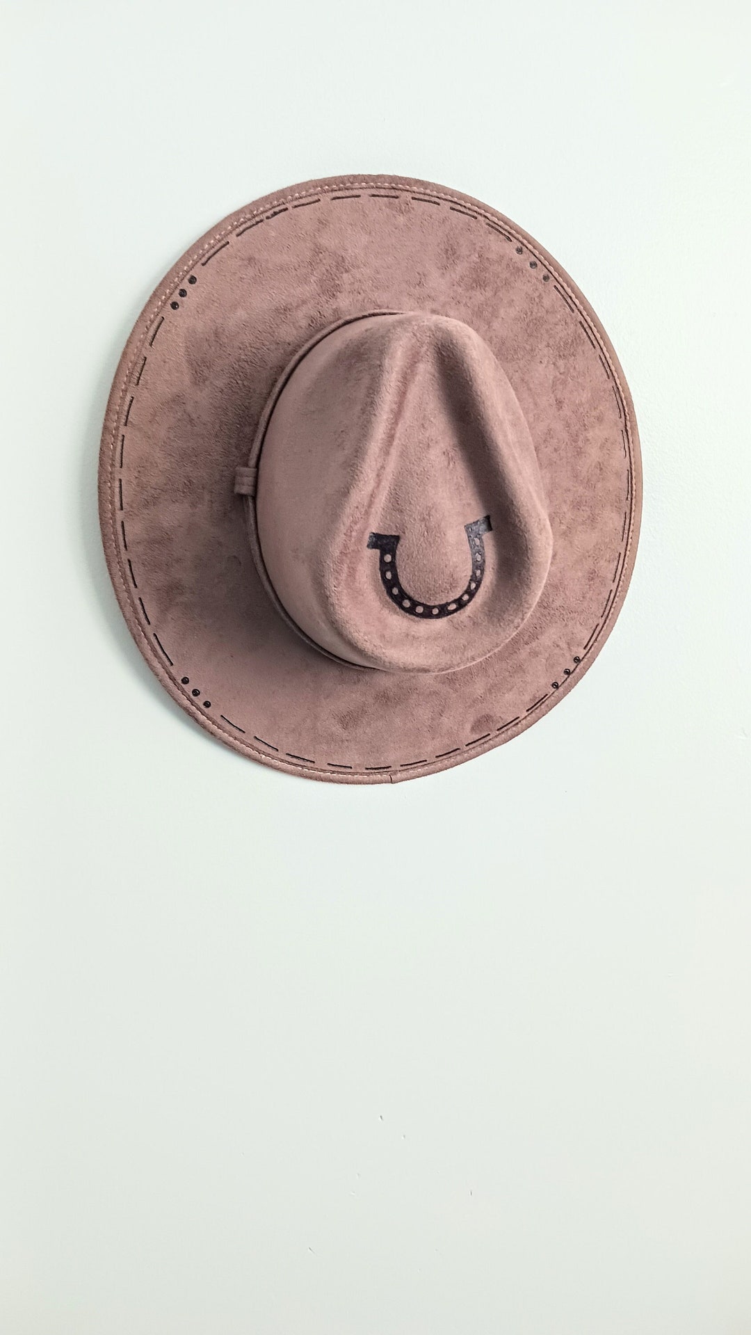 Hand Burned Olive Wide Brim Hat for Women Horseshoe on Crown - Etsy