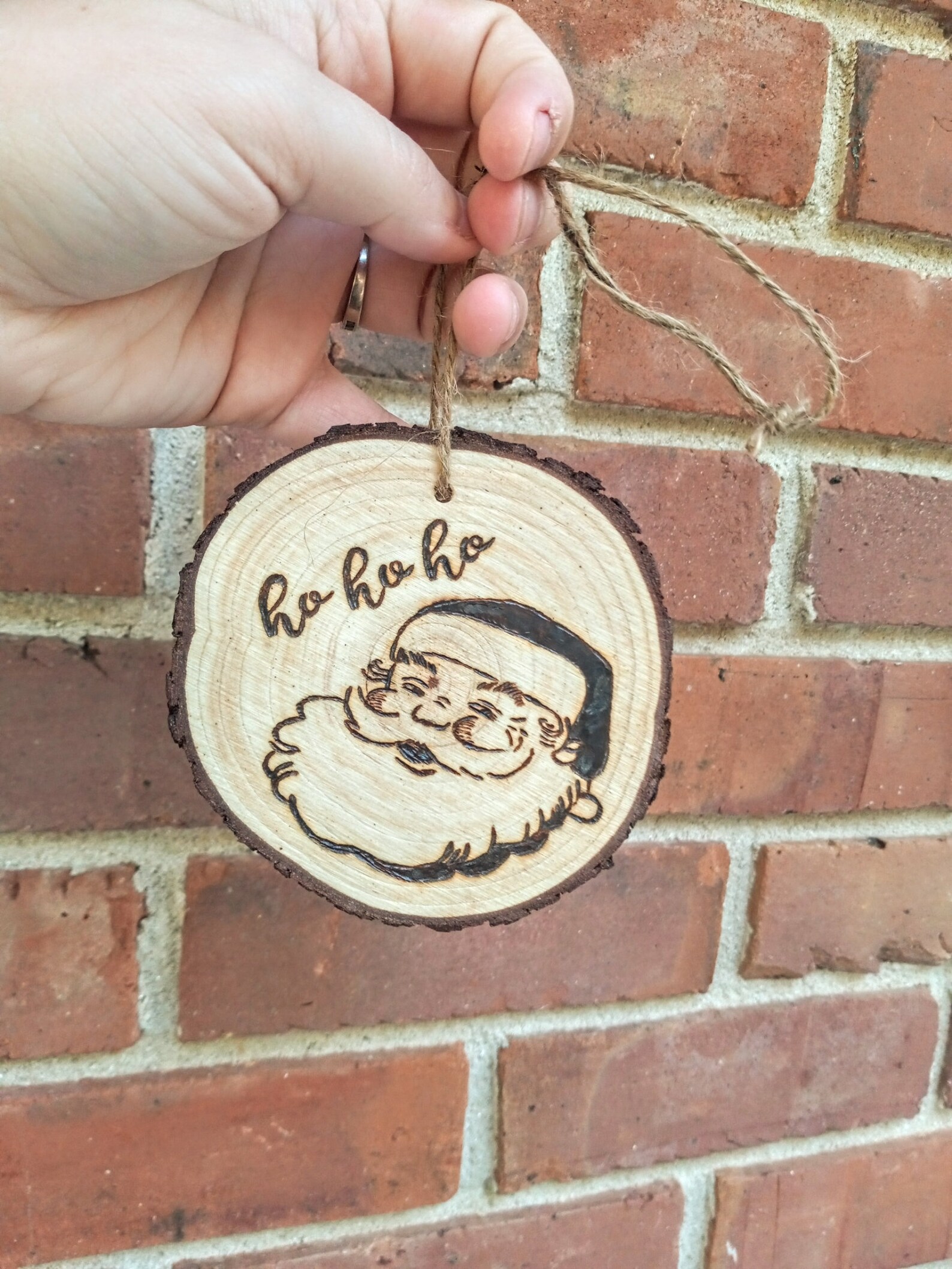 Wood Burned Santa Rustic Wood Slice Ornament - Etsy