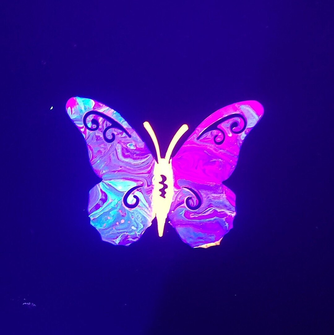 Andrea the Blacklight Reactive Paint Pour Hanging Wall - Etsy