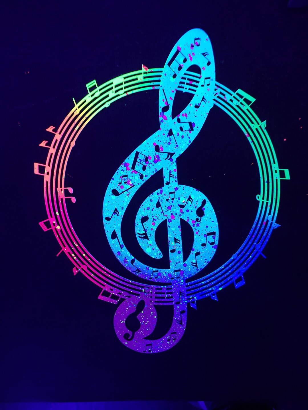 Neon Notes Blacklight Reactive Fluorescent Music Note Metal Wall Art - Etsy