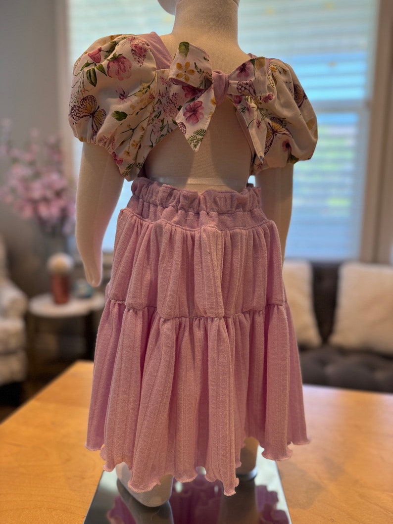 Little Girls Open Back Bow Dress Toddler Open Back Dress With Tie in ...