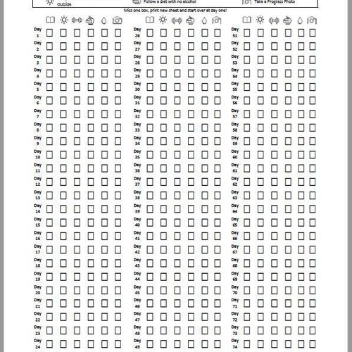 Simple One-page 75-day Hard Challenge Tracker - Etsy