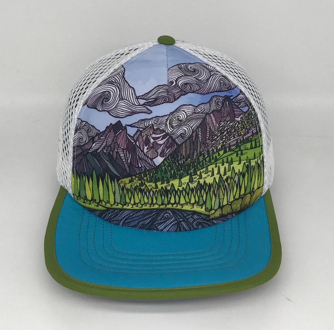 Grand Teton Flat Bill Foam Trucker With Bungee Back - Etsy