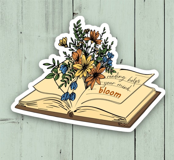Reading Helps Your Mind Bloom Sticker Reading Books Sticker - Etsy