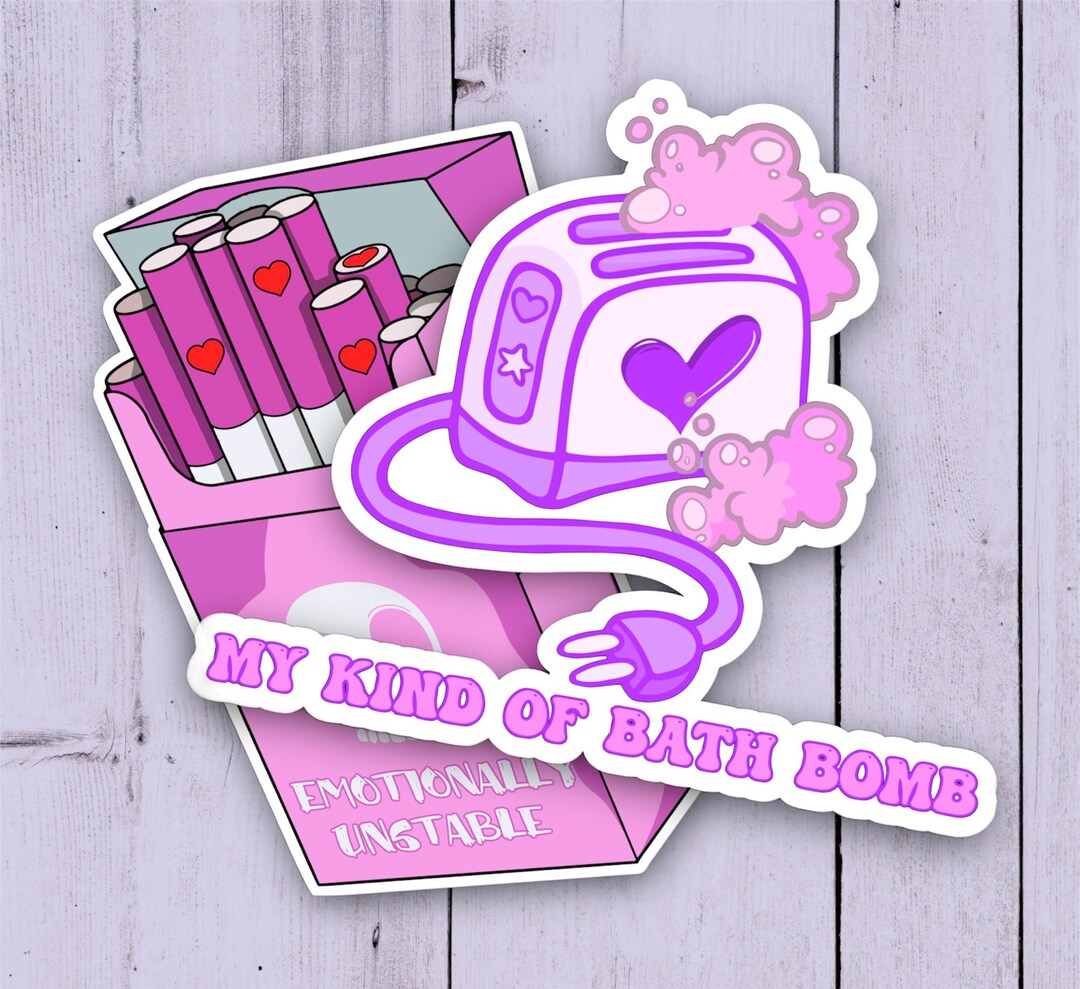 2 PACK of Emo Goth Stickers, Pastel Goth Stickers, Dark Humour Stickers ...