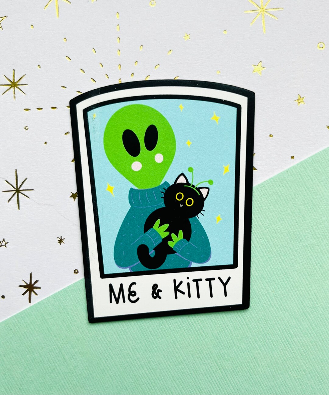 Alien and Kitty Magnet, Cute Alien, Cute Cat, Alien and Cat Magnet ...