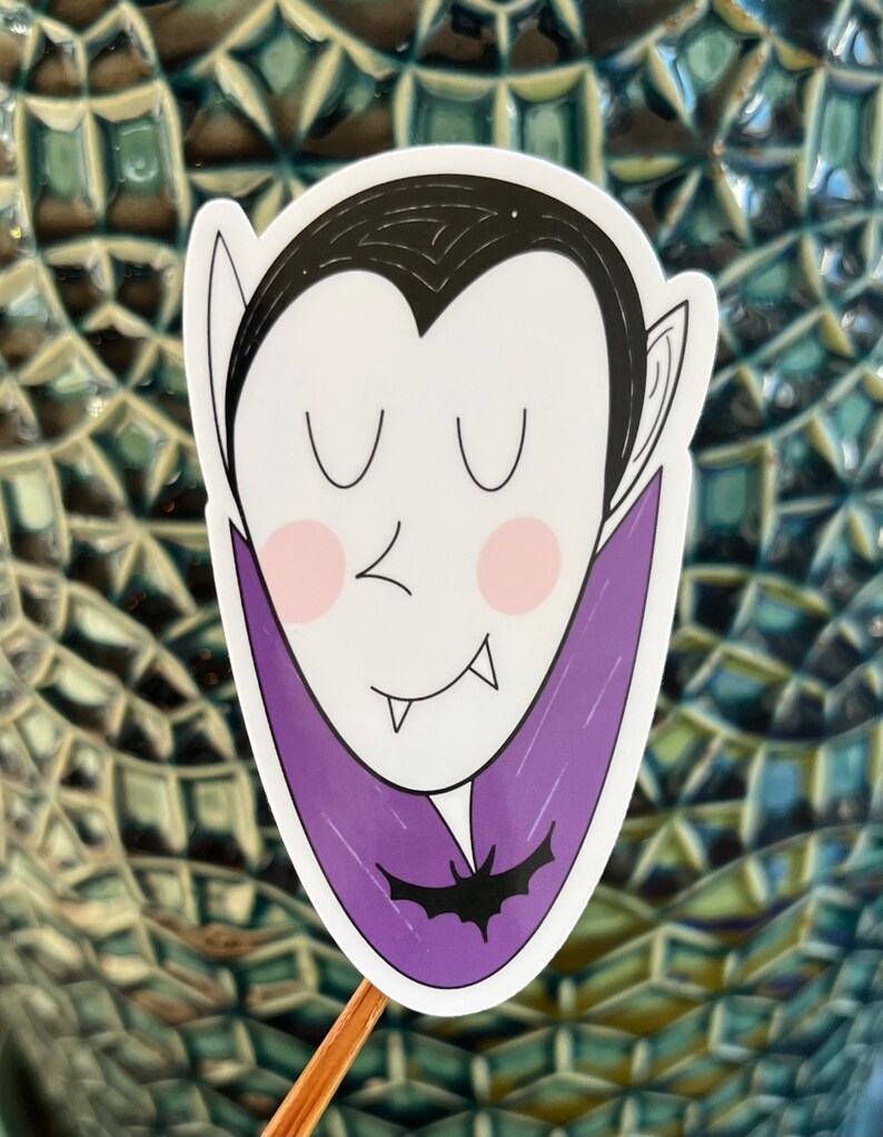 Dracula Vinyl Sticker, Vampire Sticker, Halloween Sticker, Water Bottle ...
