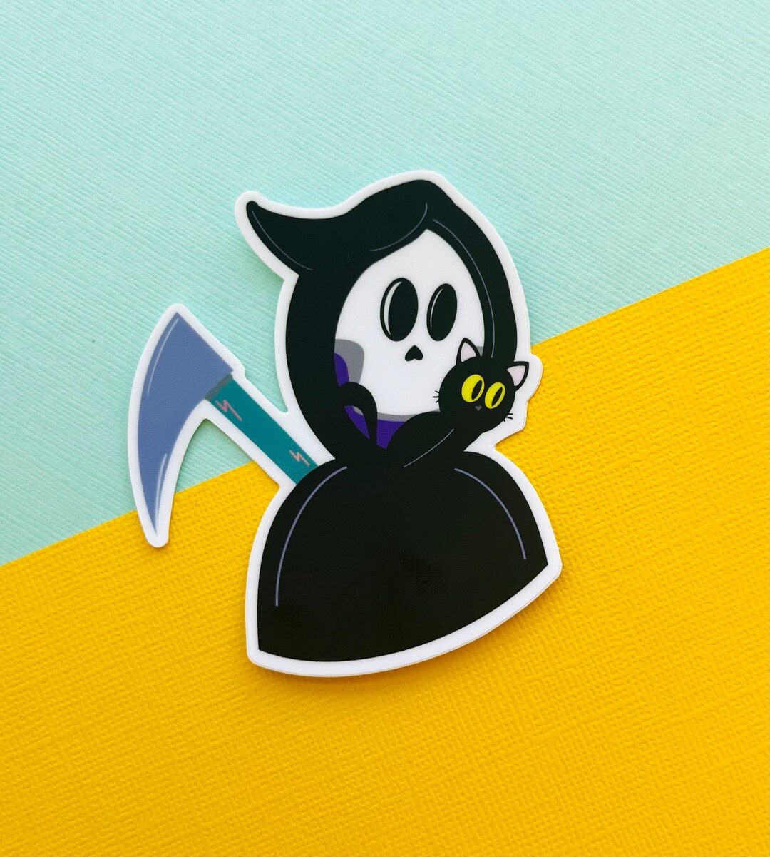 Grim Reaper Sticker, Cute Grim Reaper Sticker, Cute Cat Vinyl Sticker ...