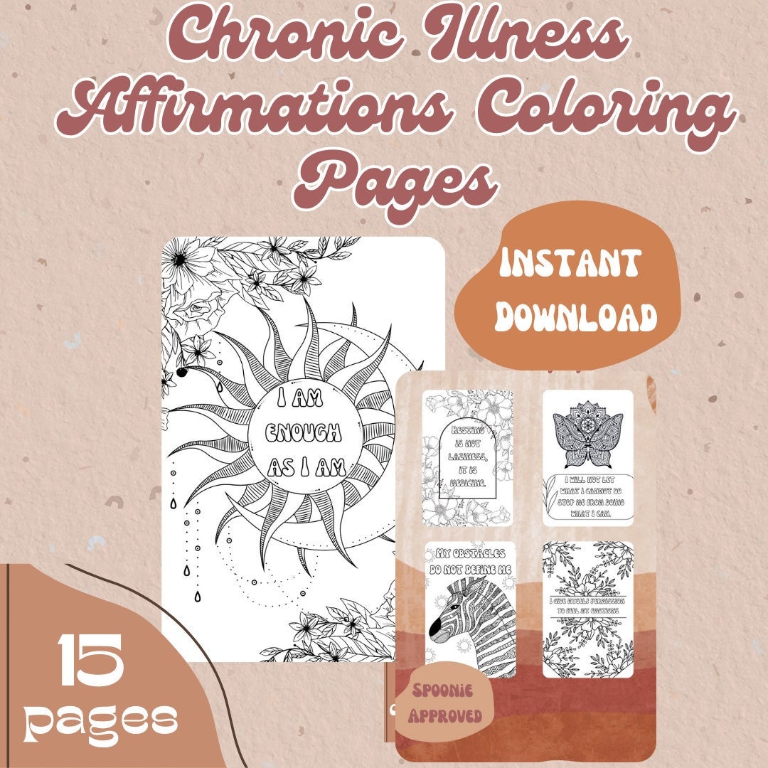 Printable Chronic Illness Affirmation Coloring Pages for Spoonies - Etsy