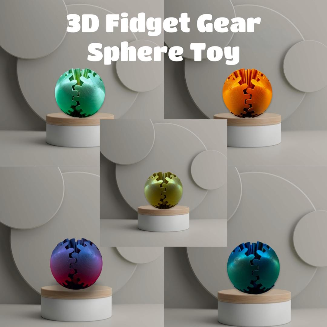 3D Printed Fidget Gear Sphere Toy - Interactive Stress Relief Gadget ...