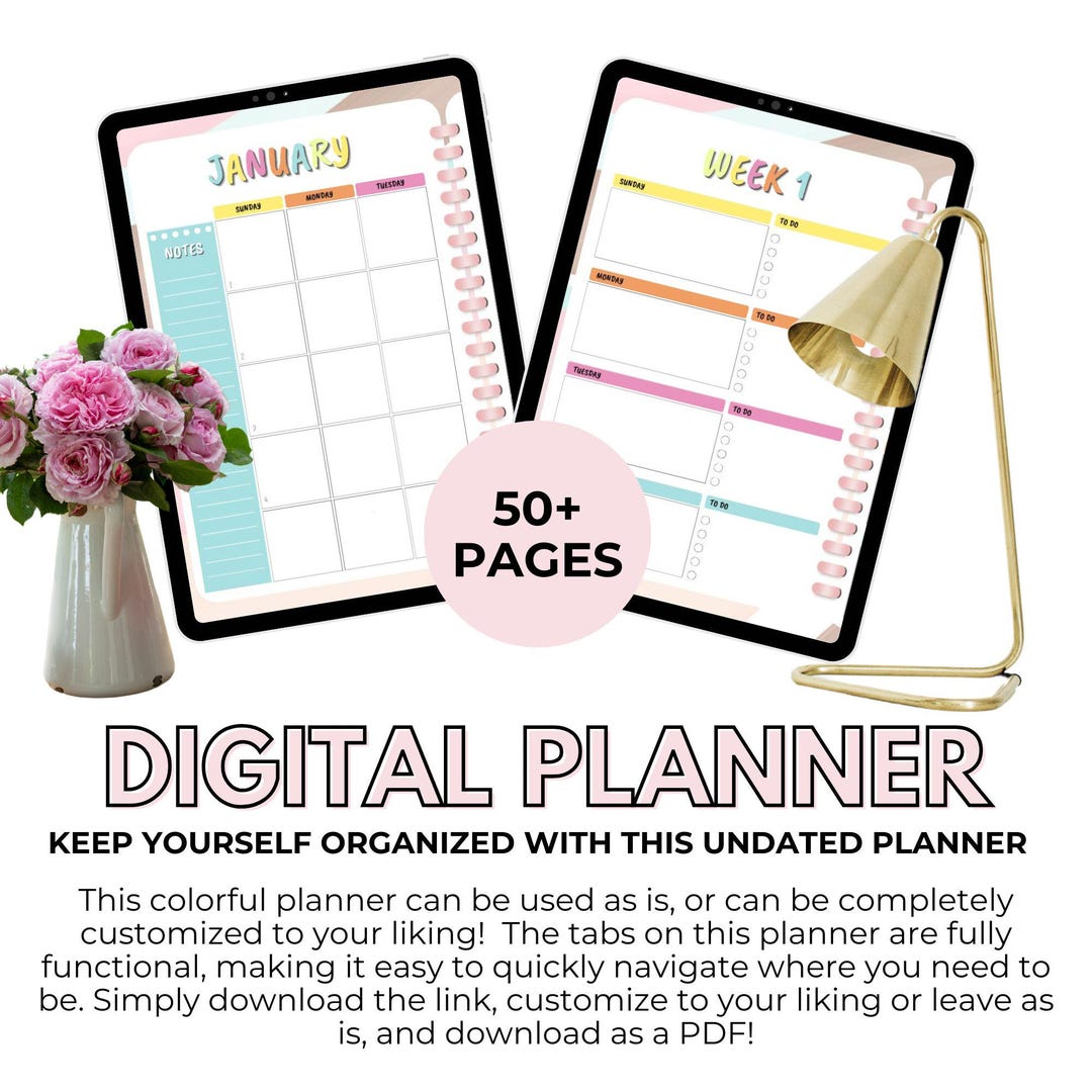 Digital Yearly Planner Canva Template - Etsy