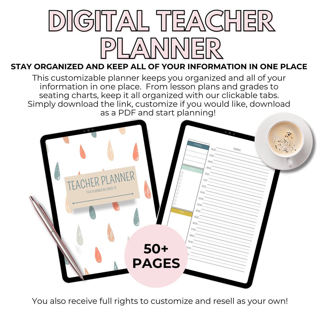 Digital Teacher Yearly Planner - Customizable Canva Template - Etsy