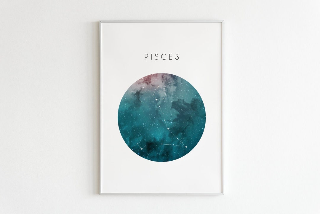 Celestial Vibes, Pisces Constellation Wall Art, Zodiac Wall Print ...