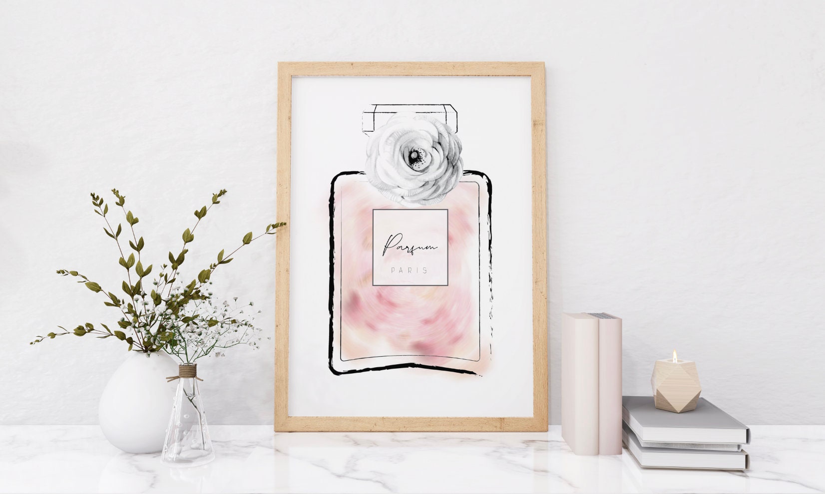 Perfume Wall Art | Parfum | Pink Watercolor. | Wall Decor | Wall Print ...