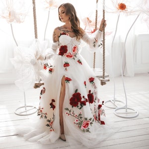 Romantic Wedding Gown With Roses - Etsy