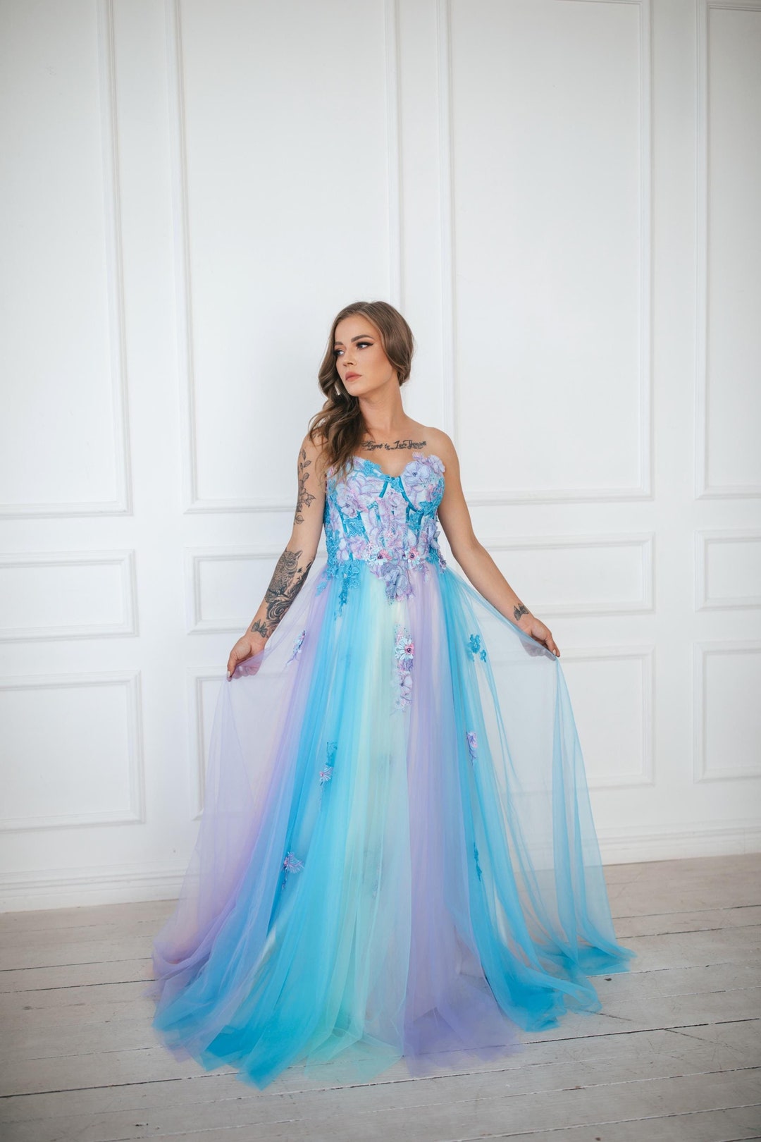 Colourful Fairy Gown With Flowers - Etsy