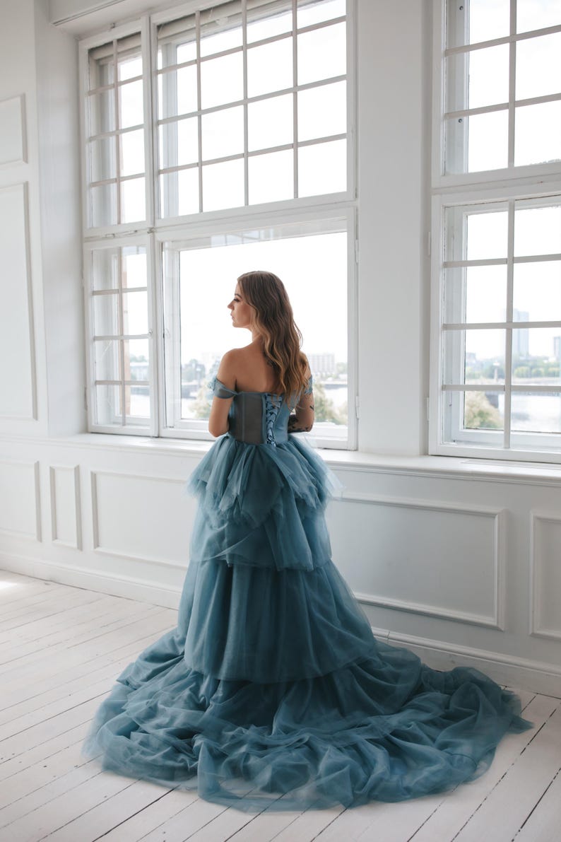 Dusty Blue Tulle Gown - Etsy
