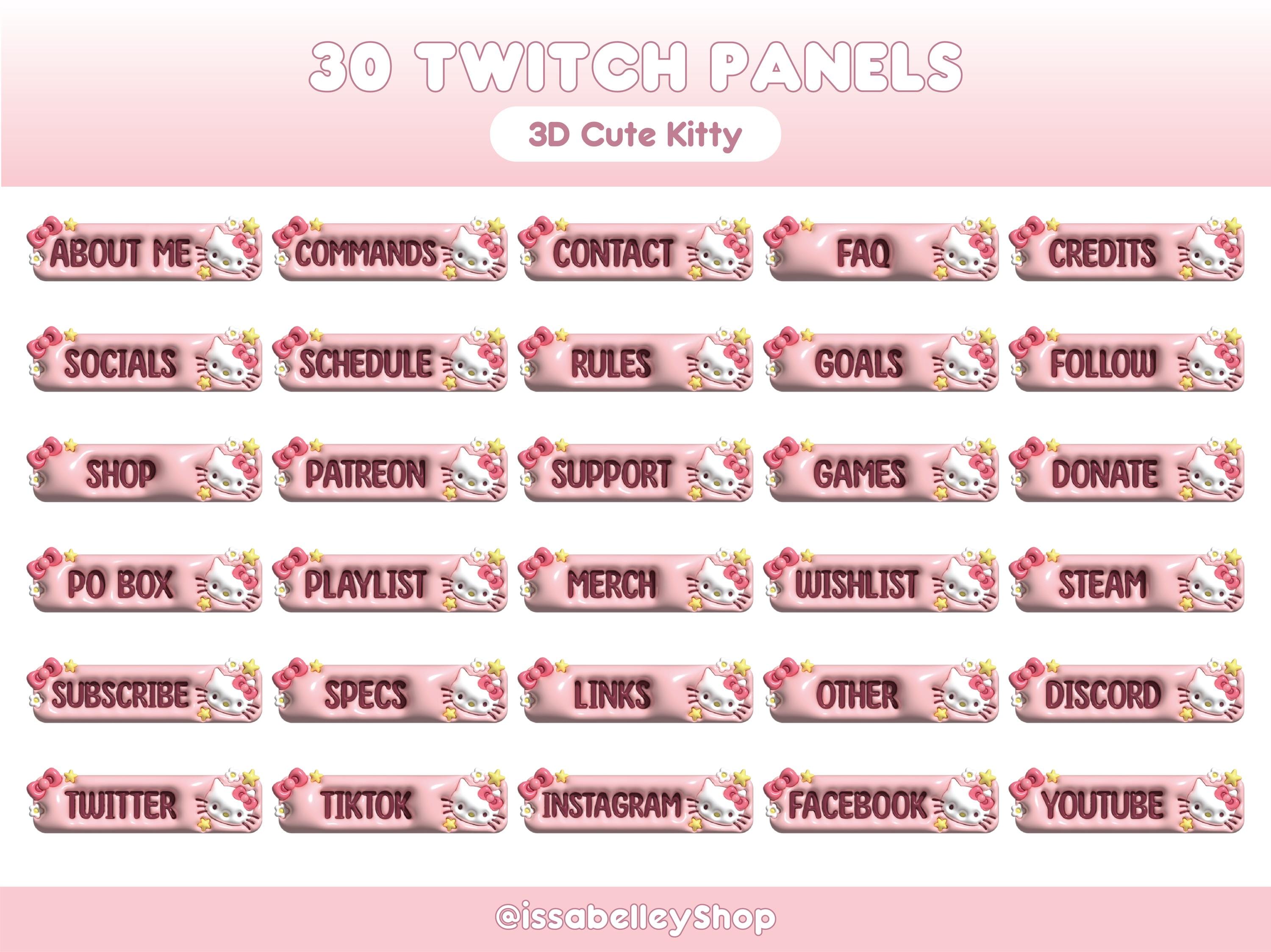 3D Cute Kitty Twitch Panels - Etsy