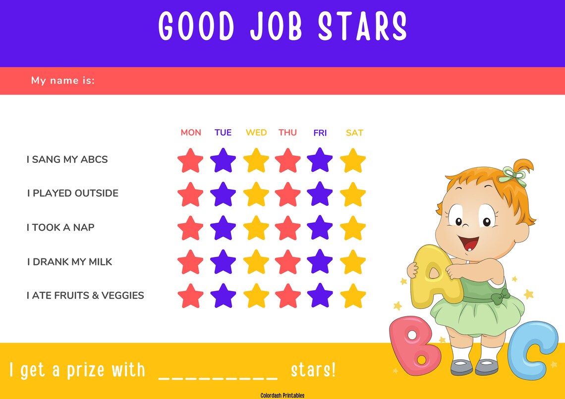 Colorful Alphabet Reward Chart for Toddlers - Etsy