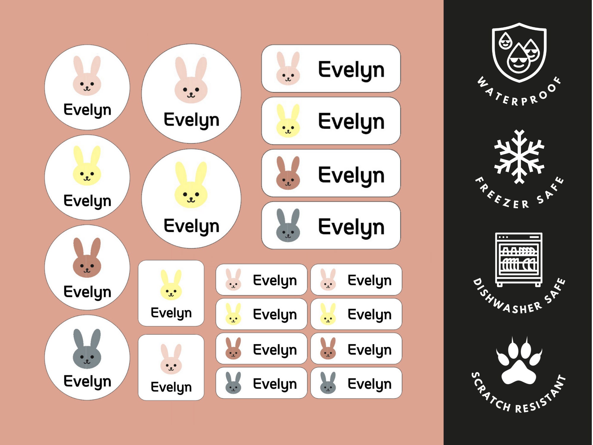 Bunny Name Labels Waterproof Labels School Labels Daycare - Etsy