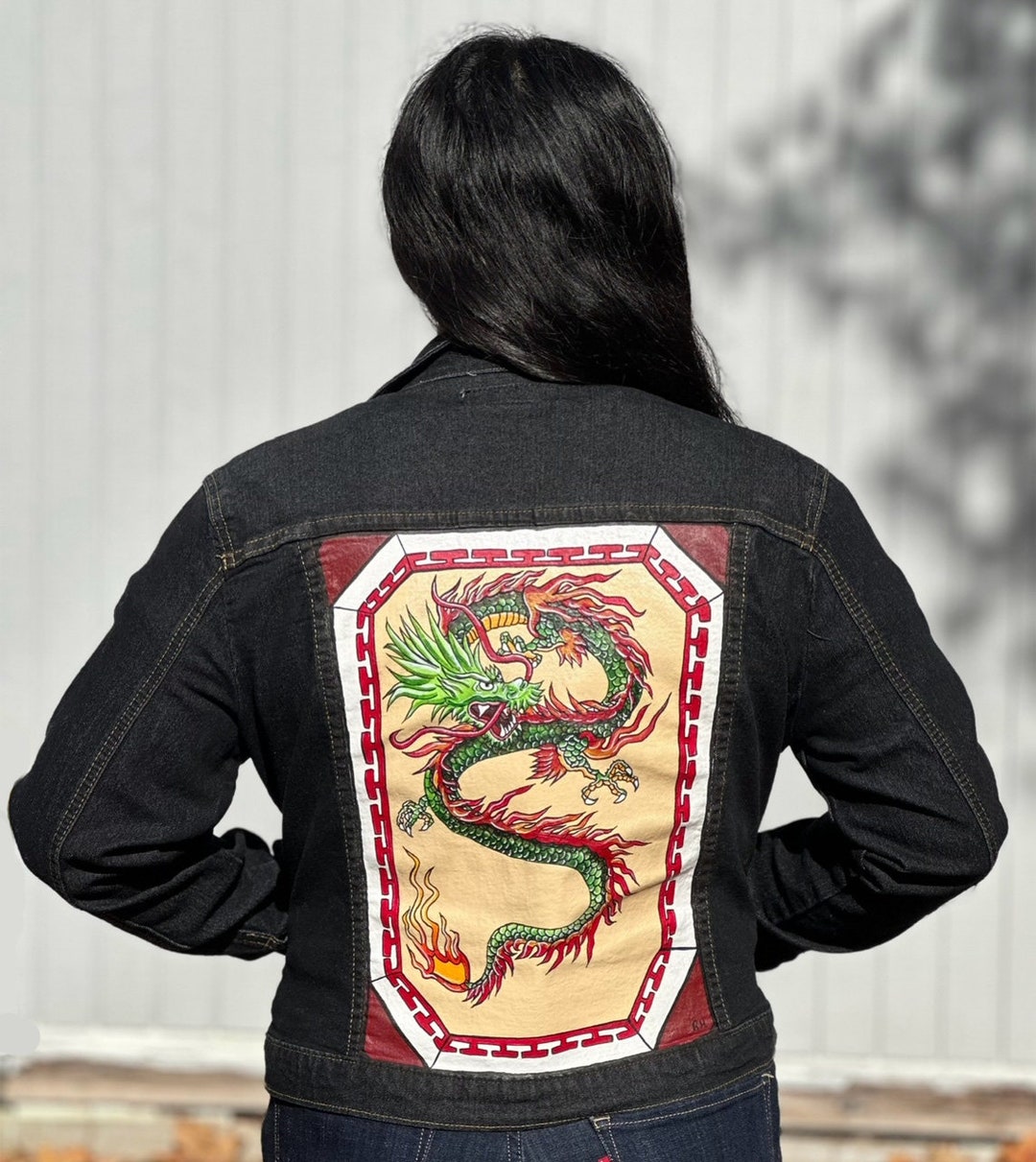 Custom Hand Painted Dragon Denim Jacket - FREE SHIPPING - Etsy