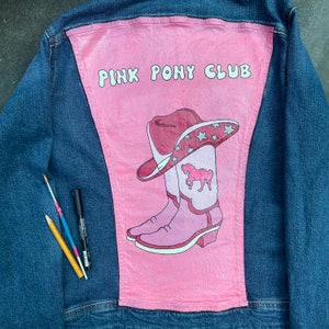 Chappell Roan Pink Pony Club Denim Jacket Hand Painted FREE SHIPPING - Etsy