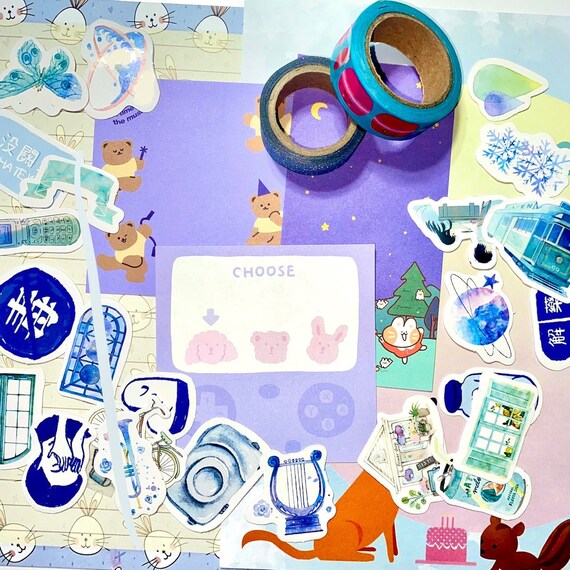 Kawaii Stationery Kit Cute Sticker Set Journal Grab Bag Washi - Etsy
