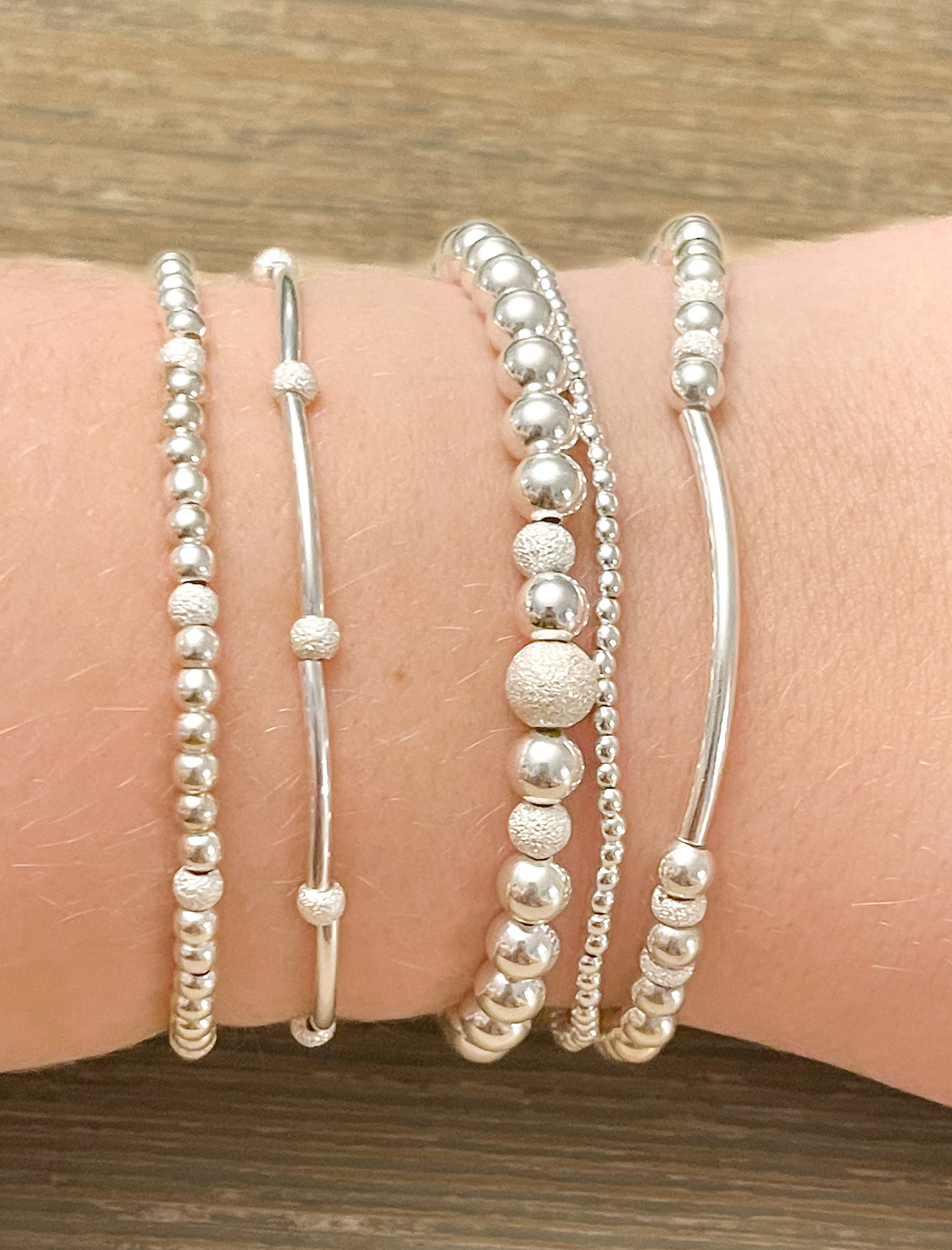 Sterling Silver Bracelet Set/real Sterling Silver Bracelets/layered ...