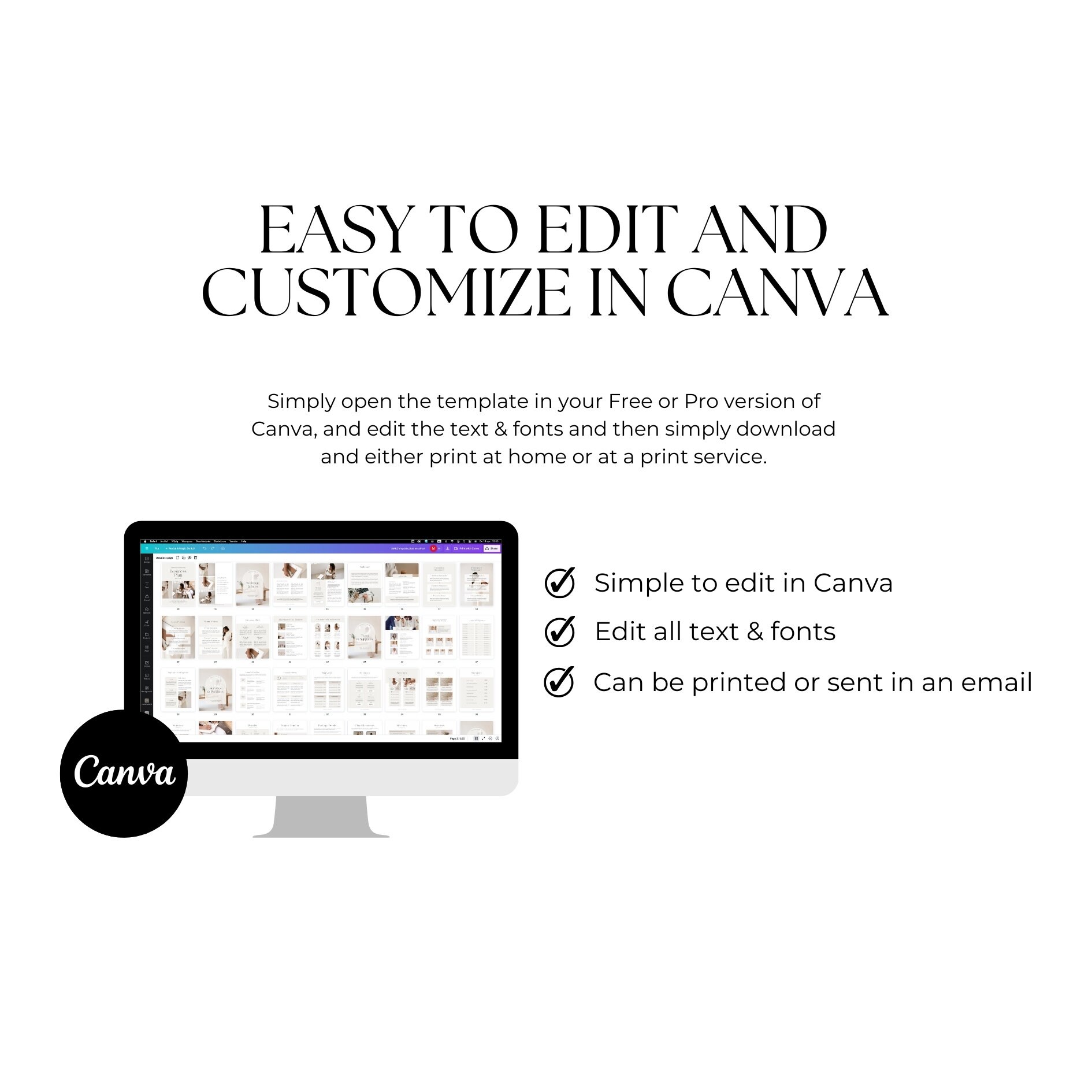 Business Plan Canva Template Business Plan Template Printable Small ...