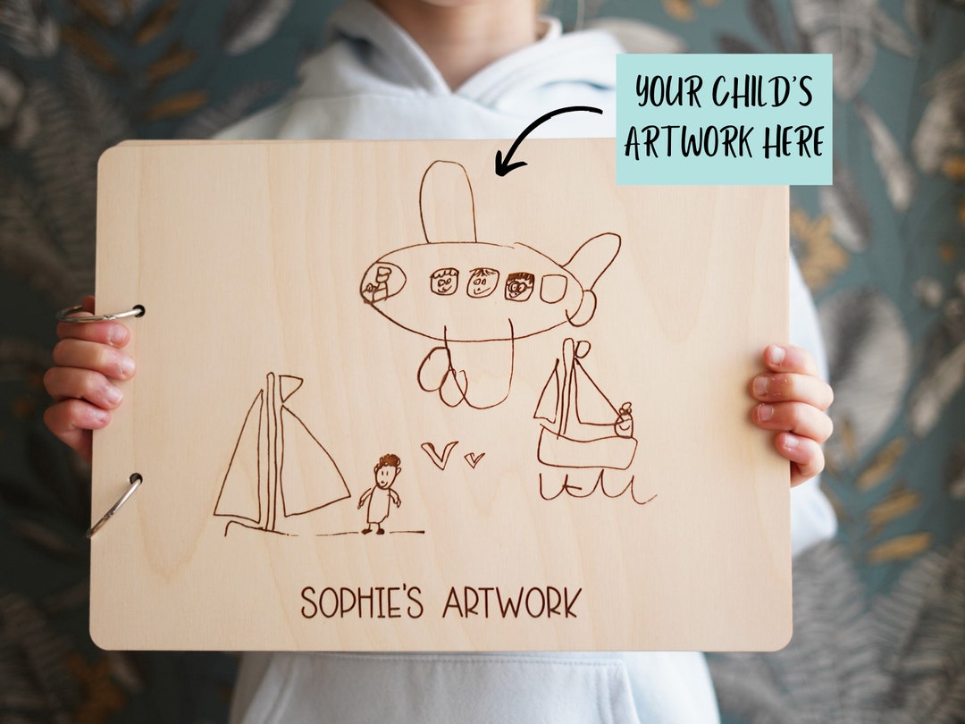 Personalised Wooden Child's Art Scrapbook, Laser Engraved - Etsy