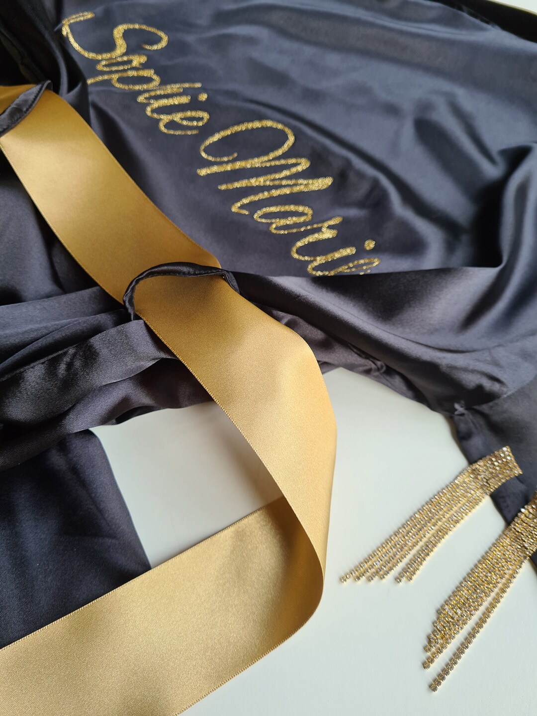 Custom Black Satin Robe Competition and Coaching Team Robes With ...