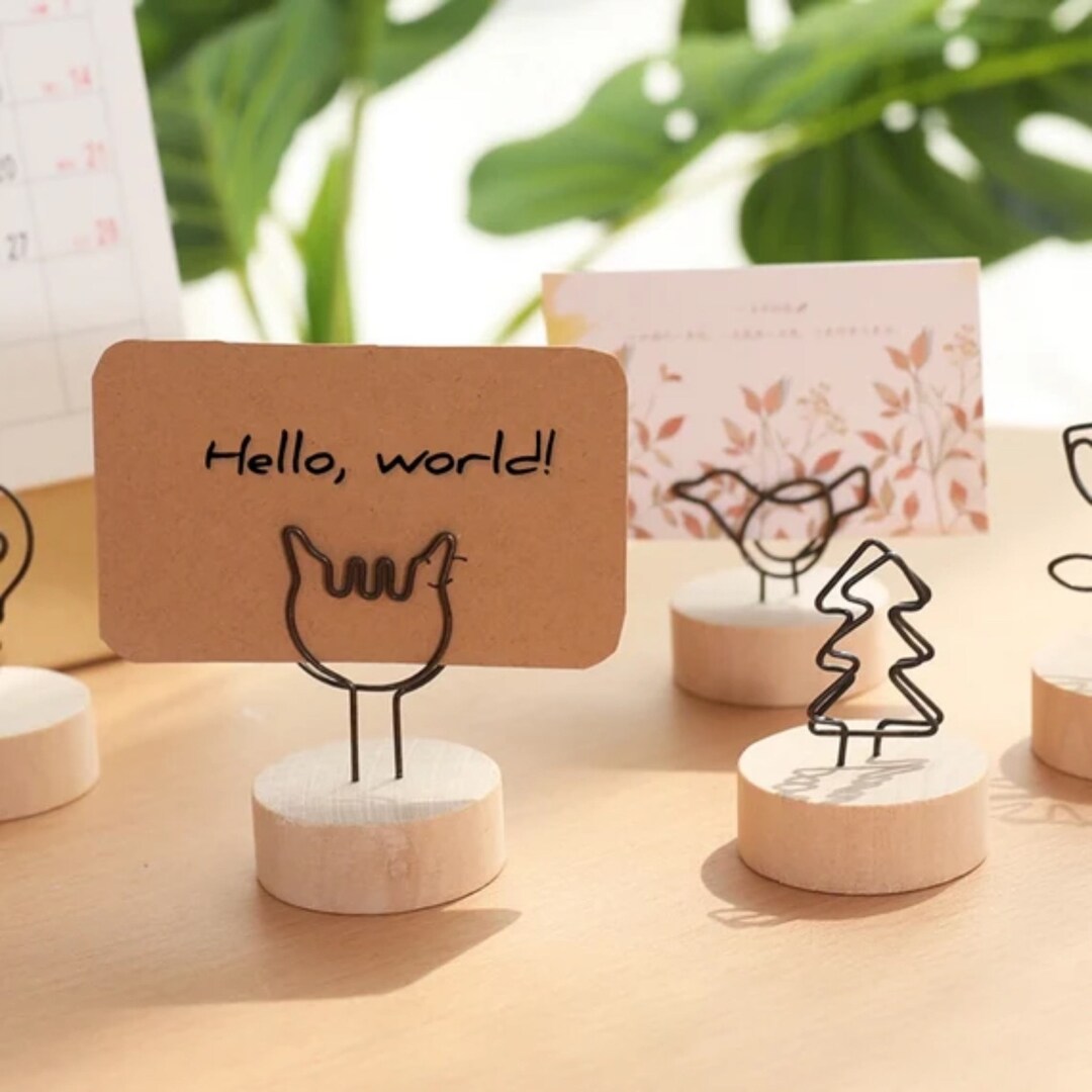 Cute Note Holder Stand, Wood Photo Holder, Desk Reminder Stand, Card ...